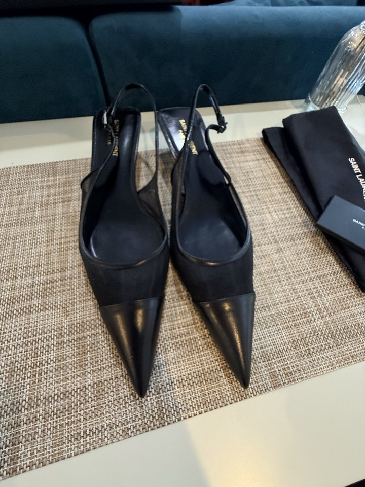 YSL Size 42 Oxalis 30 Kitten Heel Slingback Pumps black | eBay