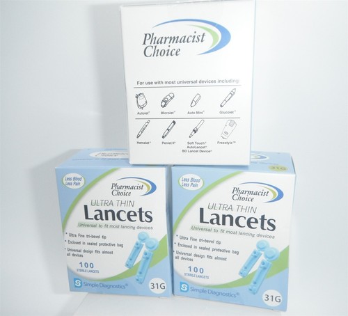 Pharmacist Choice Lot 3 box of 100 = 300 Lancets Twist TOP Ultra Thin ...