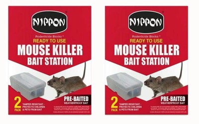 4 x Nippon Ready To Use Mouse Mice Rodent Killer Block Bait Poison ...