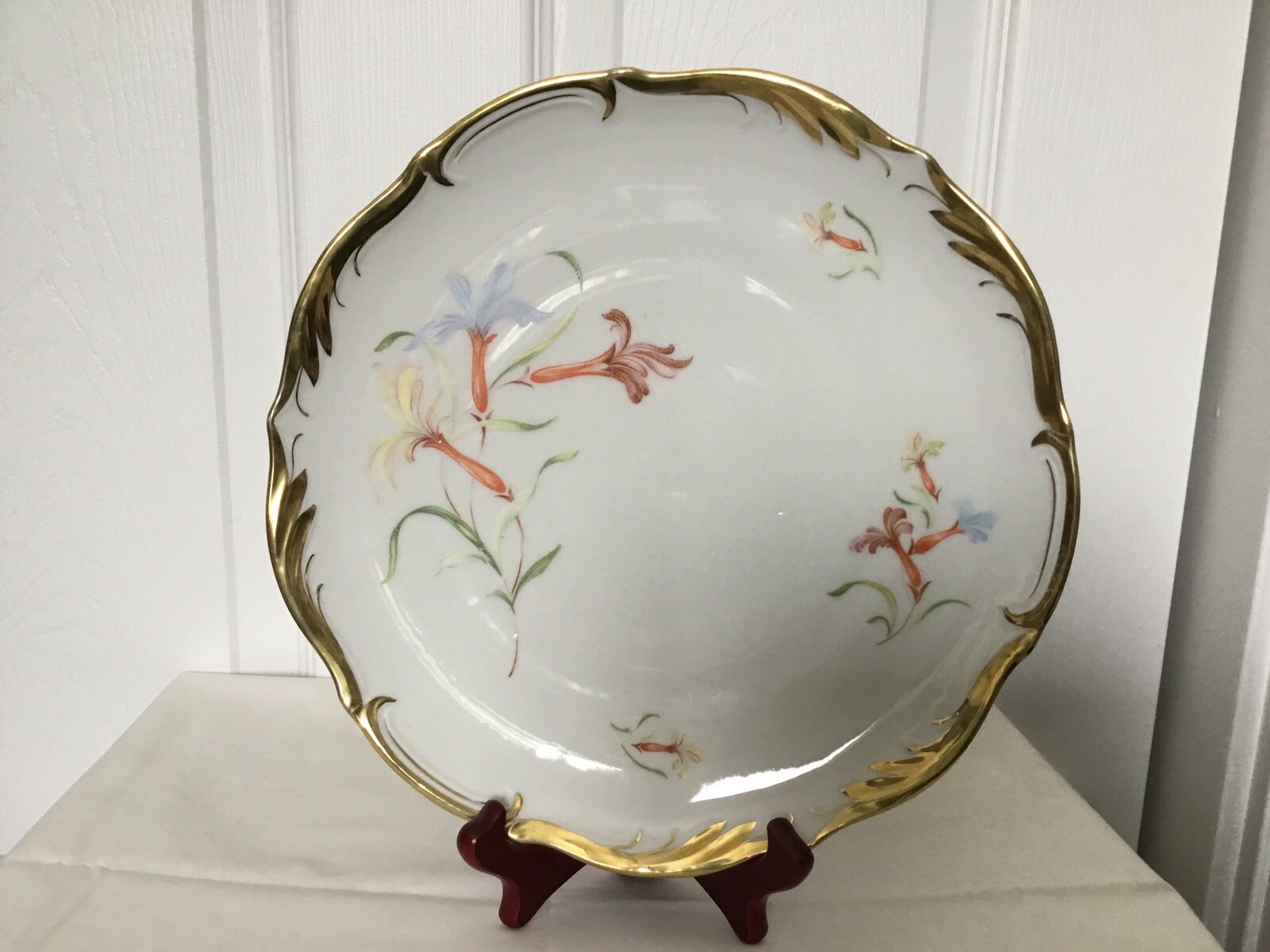 VINTAGE PLANKENHAMMER Floss BAVARIA Germany Hand Painted Flowers Gold ...