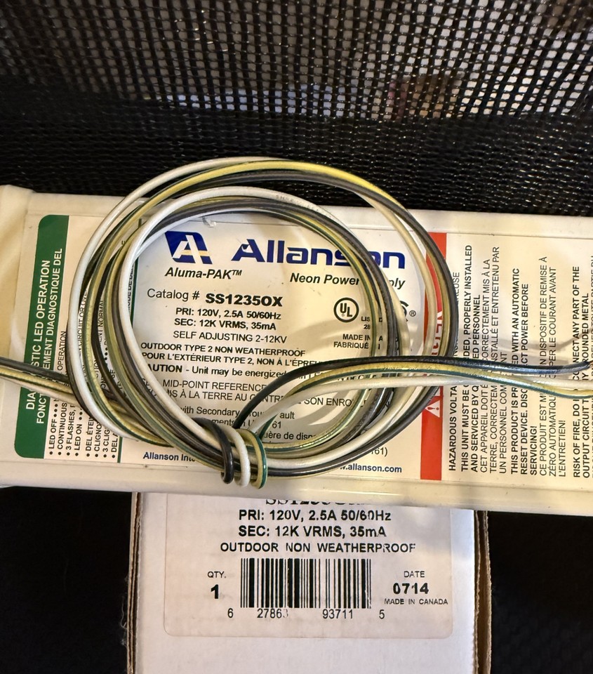 Neon transformer Allanson SS1235OX Self Adjusting 2K-12KV, 35mA ...