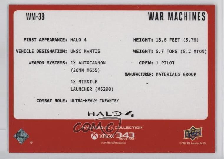 2024 Upper Deck Halo Legacy Collection War Machines Rampant /117 UNSC ...