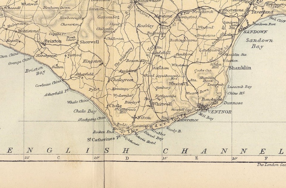 1898 ANTIQUE MAP OF ISLE OF WIGHT COUNTY / NEWPORT RYDE VENTNOR ...