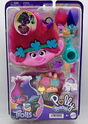 Polly Pocket DreamWorks Trolls Compact Playset With Poppy & Branch 13 ...