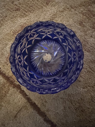 Vintage Bohemian Cobalt blue crystal Bowl-from Poland. Approximately 3 ...