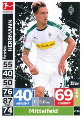 236 BORUSSIA M'GLADBACH - HERRMANN PATRICK - GERMANY CARD TOPPS ...