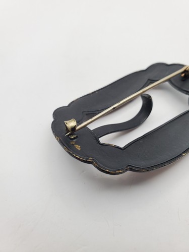 Victorian Sash Buckle C Clasp Pin Black Enamel Mourning Brooch | eBay