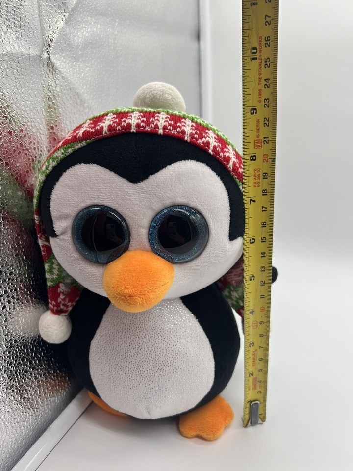 TY Beanie Boo Plush Penguin Penelope Christmas Hat 2017 Blue Glitter ...