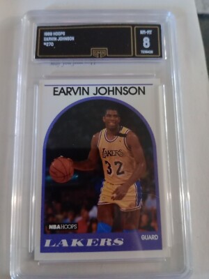 1989 NBA Hoops Earvin “Magic” Johnson #270 LA Lakers HOF Graded GMA 8 ...