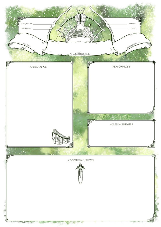 3-DnD 5e Custom Ranger Class Character Sheet Sets Dungeons & Dragons ...