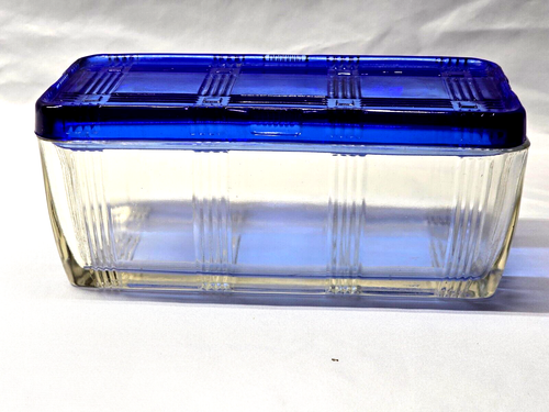 1930s HAZEL-ATLAS Cobalt Blue Refrigerator Dish CRISS CROSS Pattern 4 ...