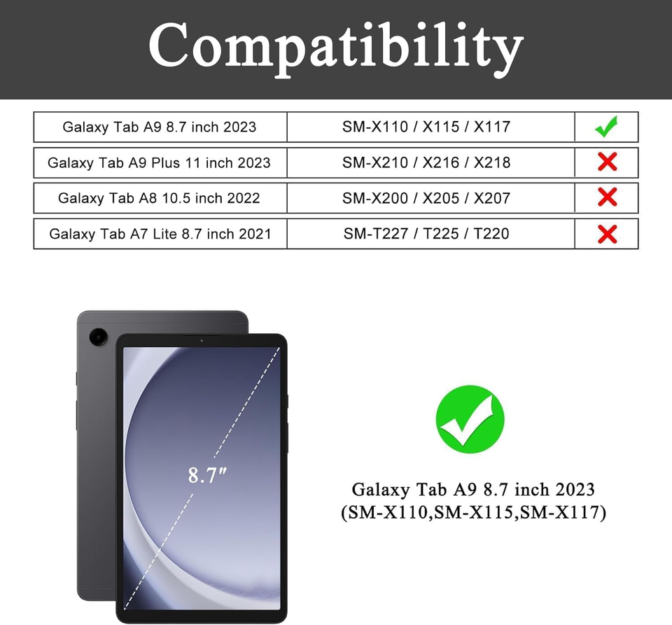 Samsung Galaxy Tab A9 Case 8.7 Inch 2023 | SM-X110/X115/X117 Cover with ...