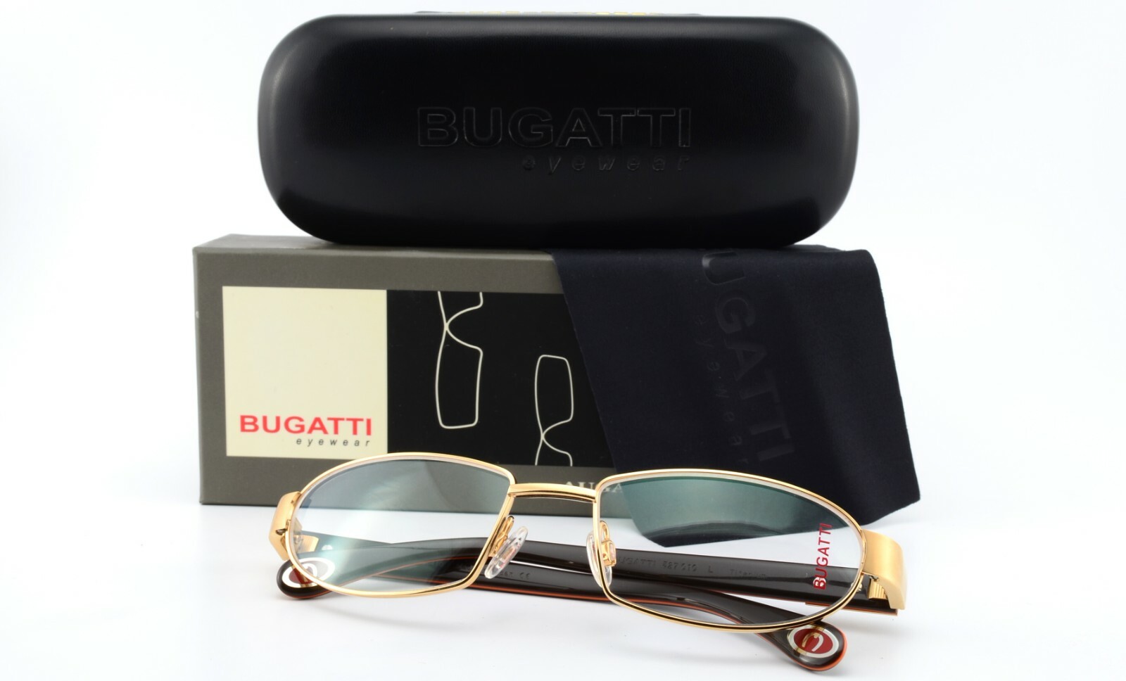 Bugatti Glasses Frame 527 338.1oz Titanium 22KT Gold Luxury Square ...