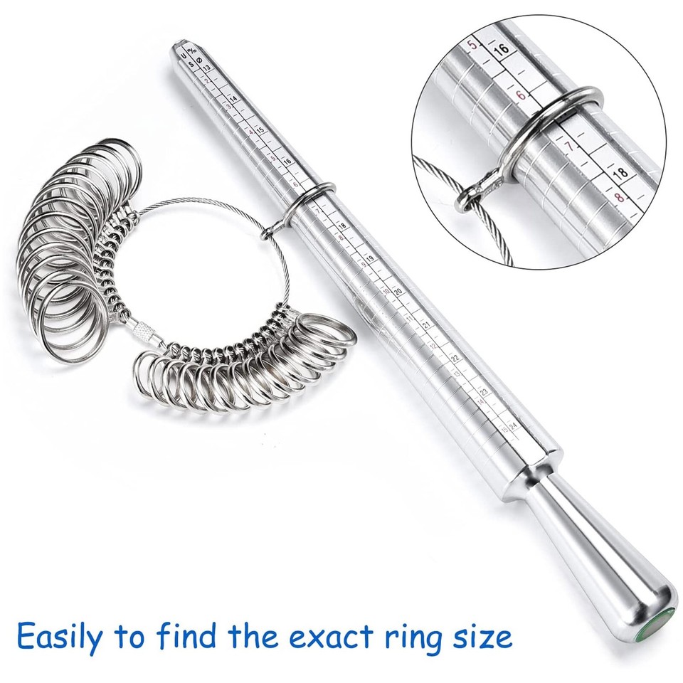Metal Ring Sizer Guage Mandrel Finger Sizing Measure Stick Standard ...