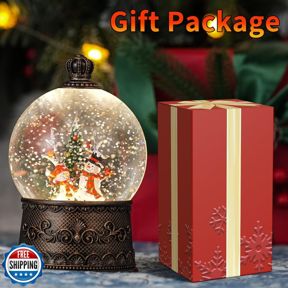 Snow Globe with Snowman, Light Up Christmas Snow Globes with Musi | eBay
