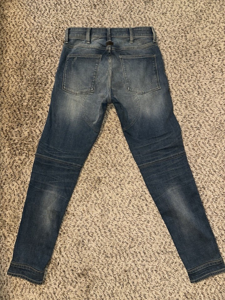 G-Star Raw 5620 Skinny Zip Knee Mens Jeans Light Blue Distressed 27x30 ...