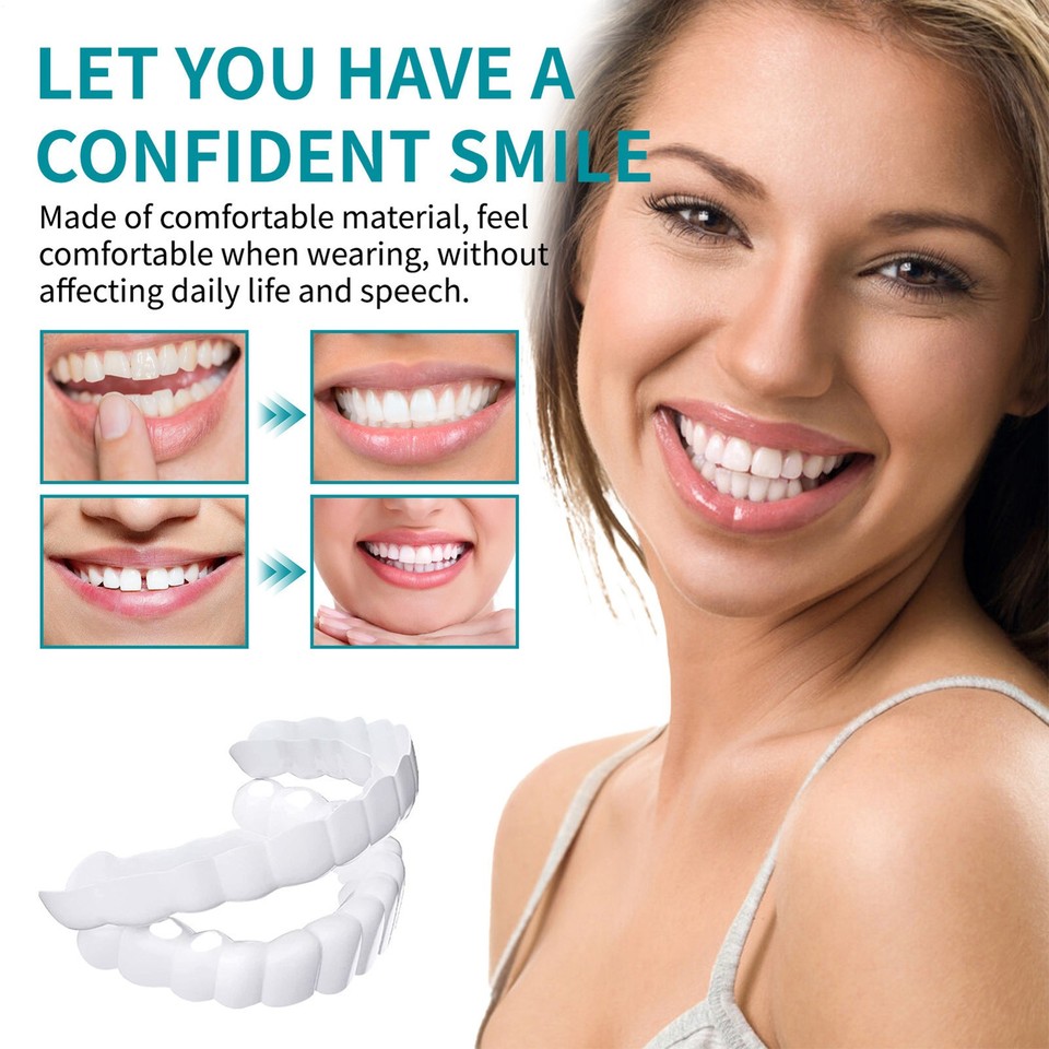 Smile Snap On Upper + Lower False Teeth Dental Veneers Denture Tooth ...