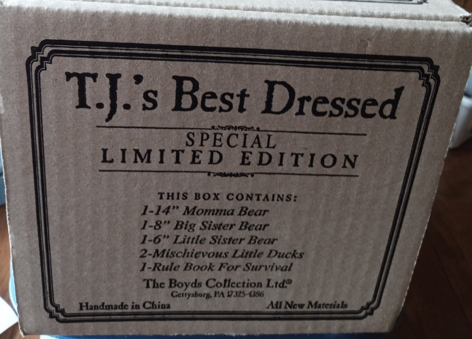 Boyds Bears TJ's Best Dressed Mary Elizabeth, Becca, Ruth & Ducks ...