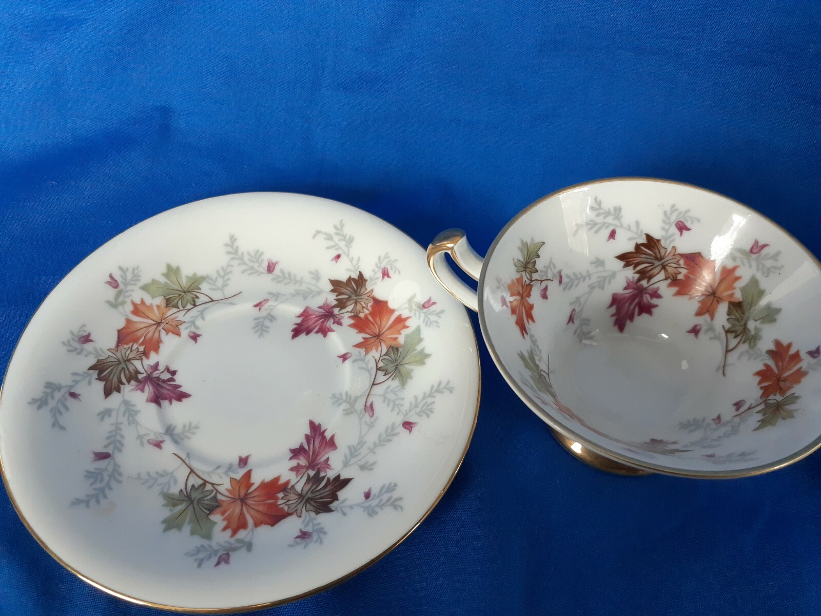 Kertel Jacob Footed Cup and Saucer with Fall Leaves Gold Trimmed ...