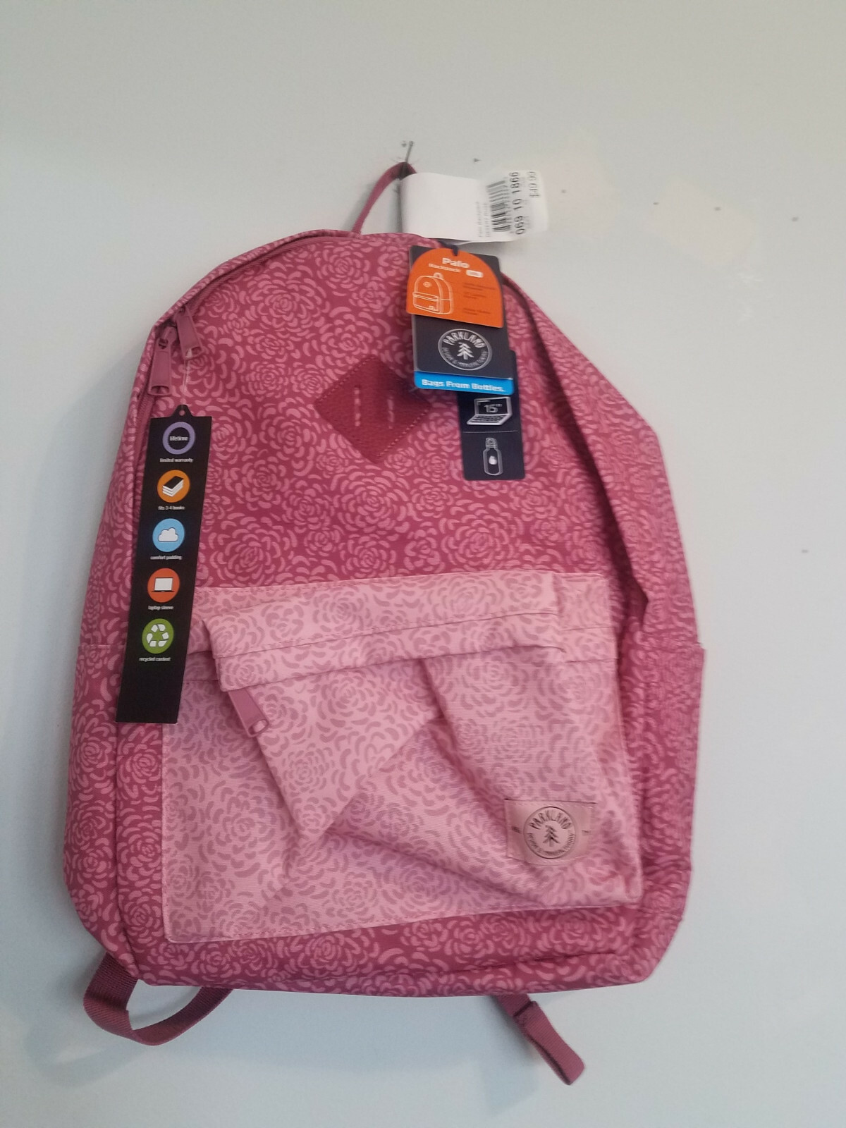 PARKLAND 18" BACKPACK DESERT ROSE 15" LAPTOP SLEEVE WATER BOTTLE POCKET ...