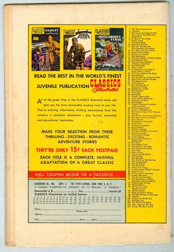 Classics Illustrated #103 January 1953 Men Against the Sea, Original edition | eBay