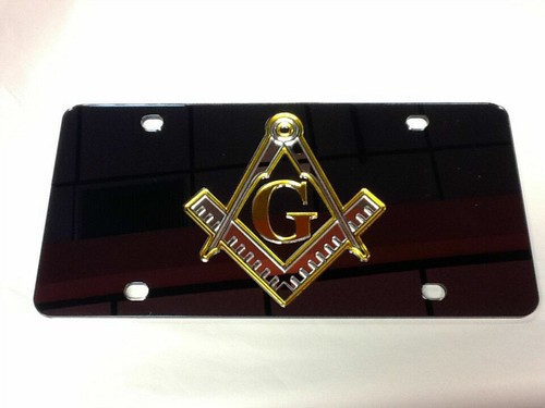 Masonic License Plate Laser Cut Acrylic Smoke/Yellow/Silver 6" x 12 ...