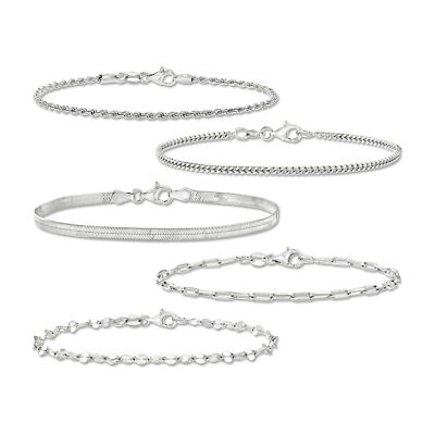 Ross-Simons Italian Sterling Silver Jewelry Set: 5 Chain Bracelets | eBay