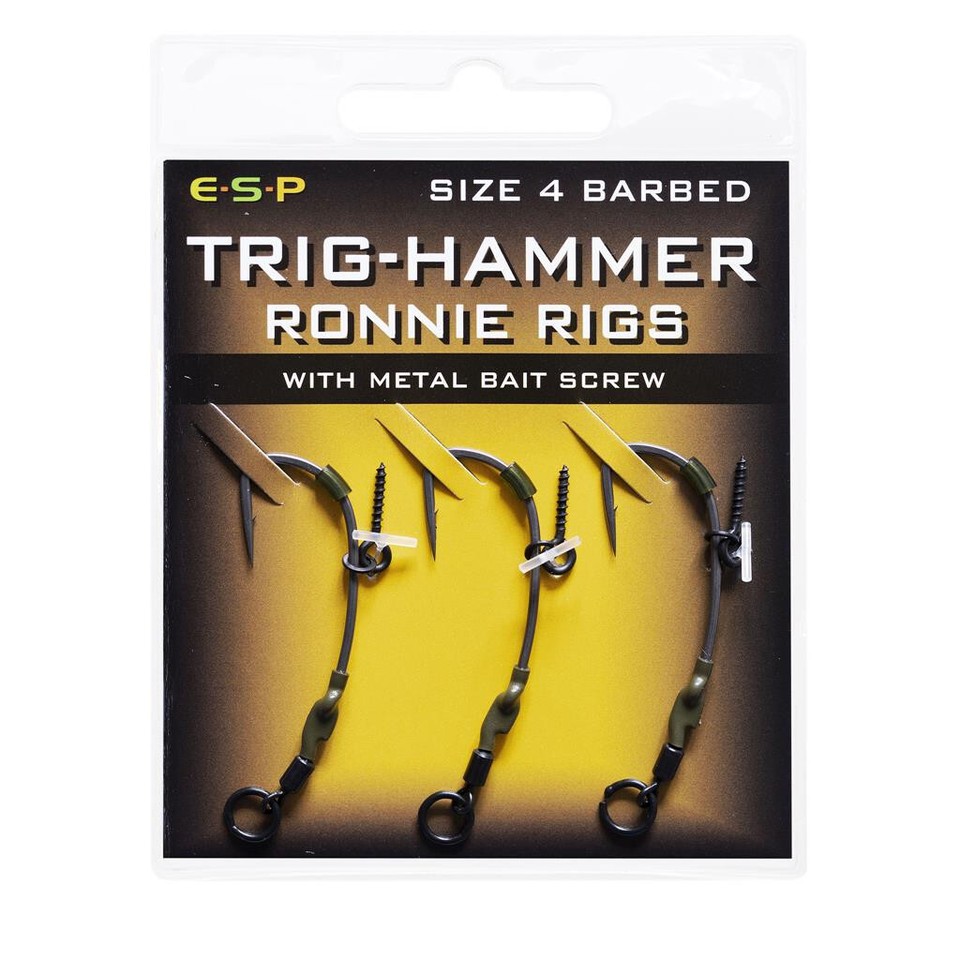 ESP Trig-Hammer Ronnie Rigs Barbed Ready-Made Carp Fishing Ronnie Rigs ...