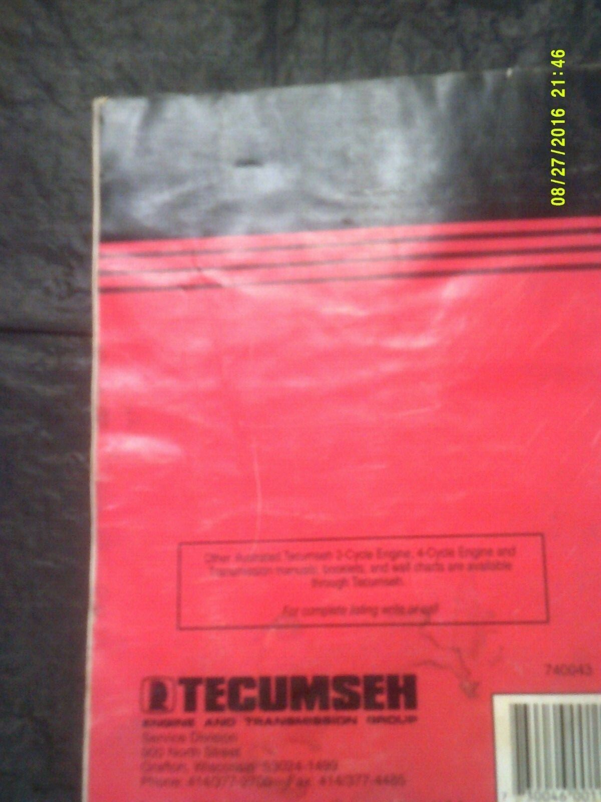 Tecumseh Overhead Valve 4 Cycle Engine Mechanic's Handbook 695244A | eBay