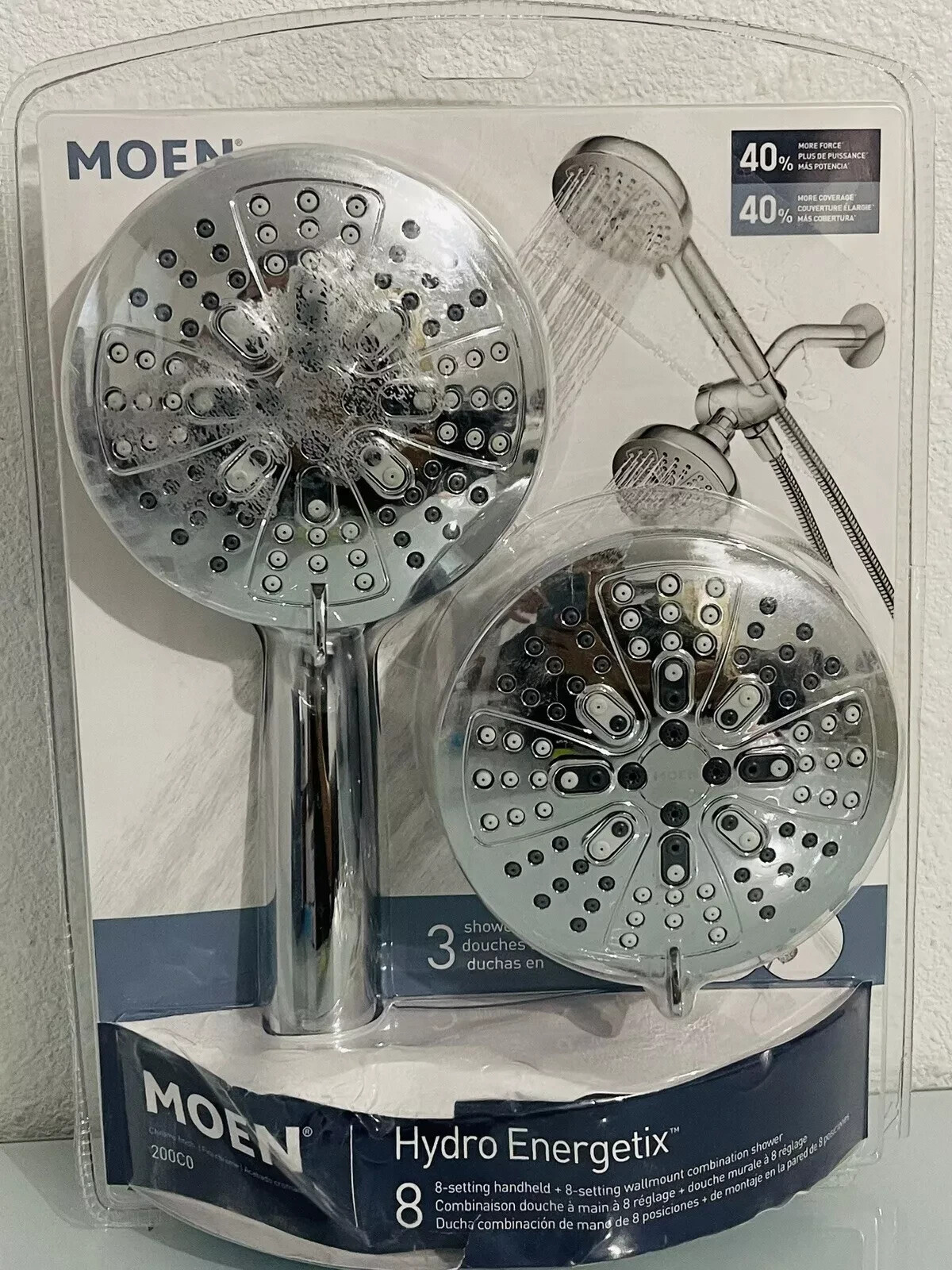 Moen 200C0 Hydro Energetix 8-Spray 4.75 in. Wall Mount Dual Shower ...