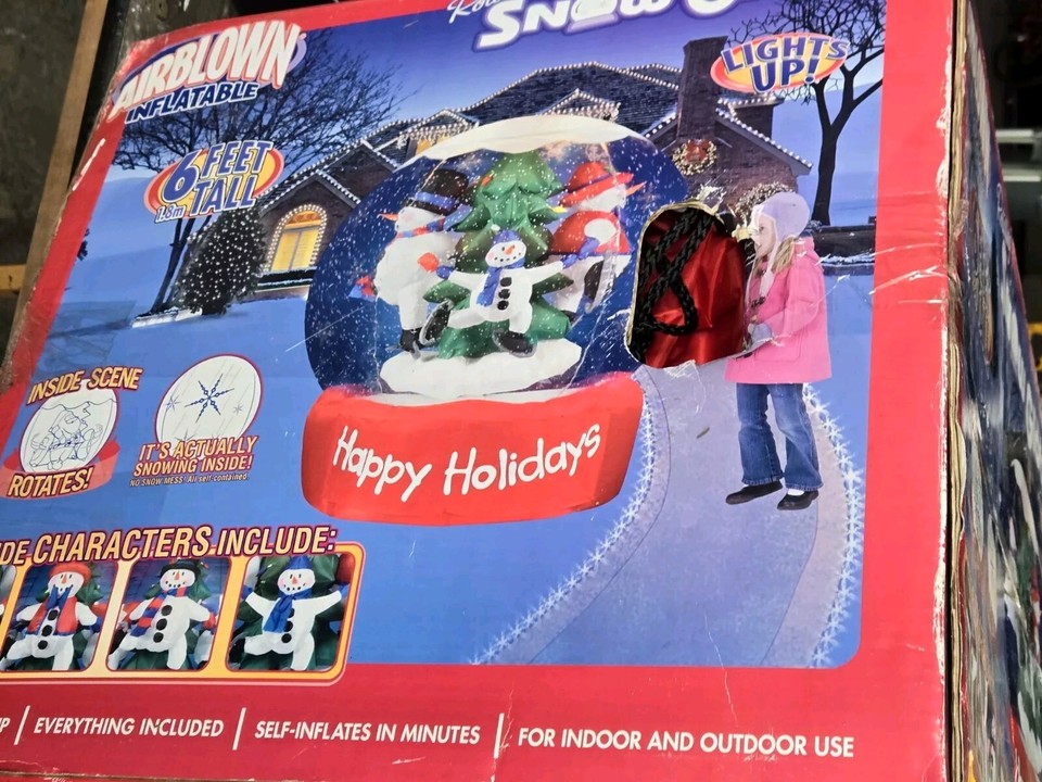 Christmas 6' Airblown Inflatable Snowman Snow Globe 2005 Gemmy Rotating ...