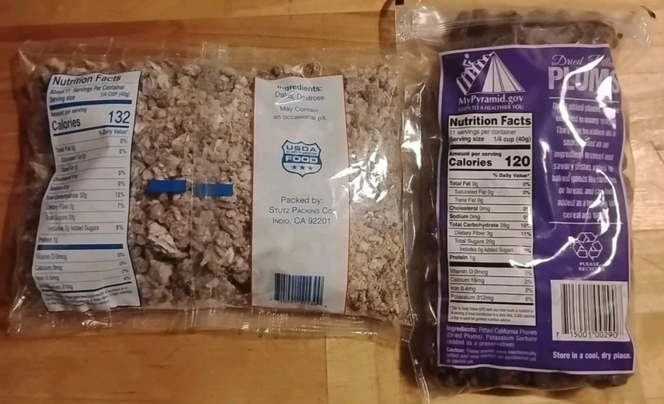 USDA Dried DATE Pieces 16 oz & Dried Pitted Plums 16 oz - Factory ...