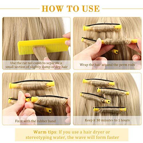 96 Pieces Hair Perm Rods, Cold Wave Rods Plastic Perming Rods Yellow ...