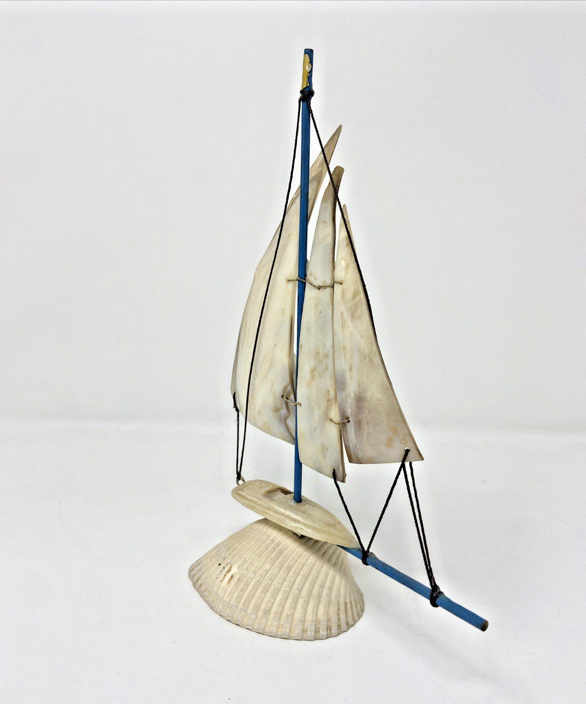 Nautical SAIL BOAT Handmade Folk Art Sea SHELLS Souvenir Decor 7.5 in ...