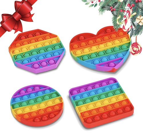 (4 Pack) Pop It Fidget Toys, Pop Its Fidgets Stocking Stuffers for Kids ...