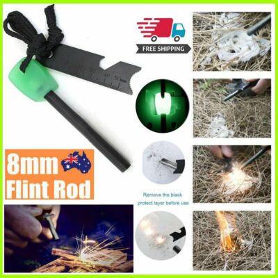 8mm Flint Rod Camping Survival Fire Starter Lighter Full Magnesium Rod ...