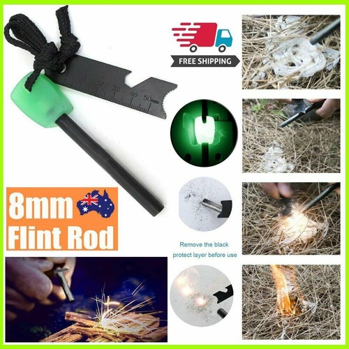 8mm Flint Rod Camping Survival Fire Starter Lighter Full Magnesium Rod ...