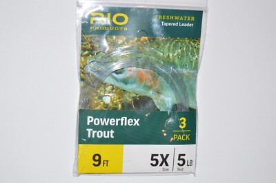 rio powerflex trout tapered leaders 9ft 5x 5lb 3 per pack nymphs flies ...