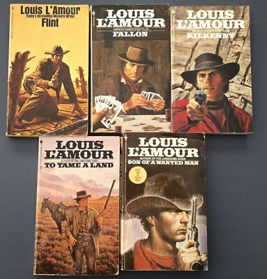 LOUIS L'AMOUR Westerns BANTAM LOT OF 5 Flint FALLON Kilkenny TO TAME A ...