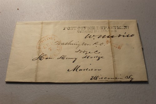POST OFFICE DEPARTMENT OFFICIAL BUSINESS STRAIGHT LINE STAMPLESS 1845 ...