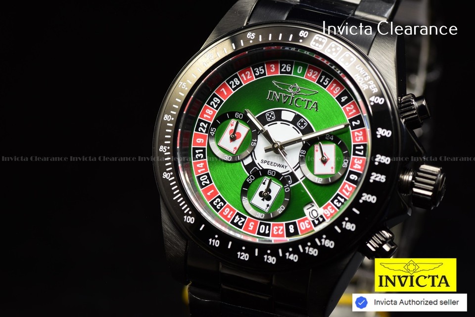 Invicta Speedway Roulette Casino Chronograph GMT Green Dial Watch 44645 ...