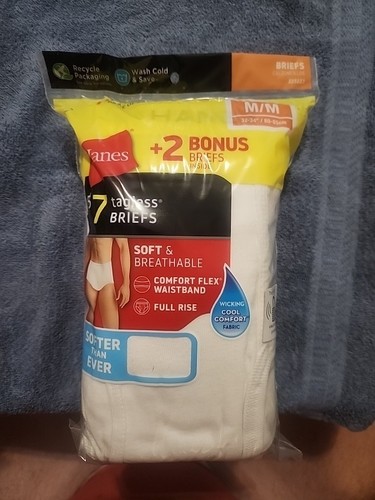 Hanes 7 Pack Mens White 100% Cotton Tagless Comfort Flex Briefs M 32-34 ...
