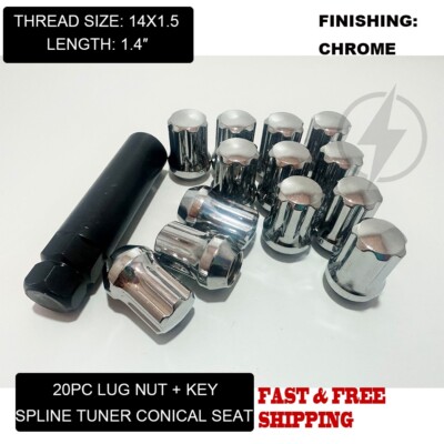 2008 & Up Dodge Charger Challenger 20PC Chrome Short Spline Lug Nuts ...
