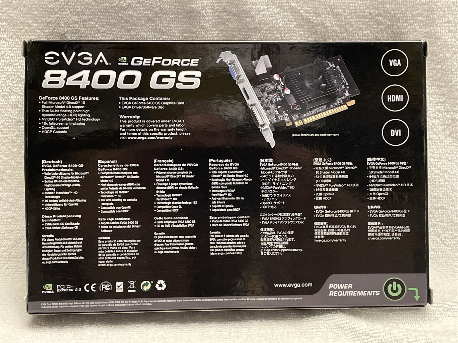 EVGA GeForce 8400 GS 1GB DDR3 PCIe 2.0 Video Card (01G-P3-1302-LR) for ...