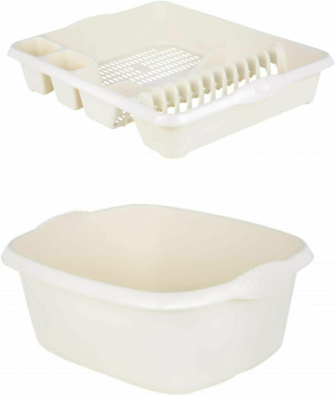 Washing up Bowl and Large Dish Drainer Rectangular Basin Rack Plate ...