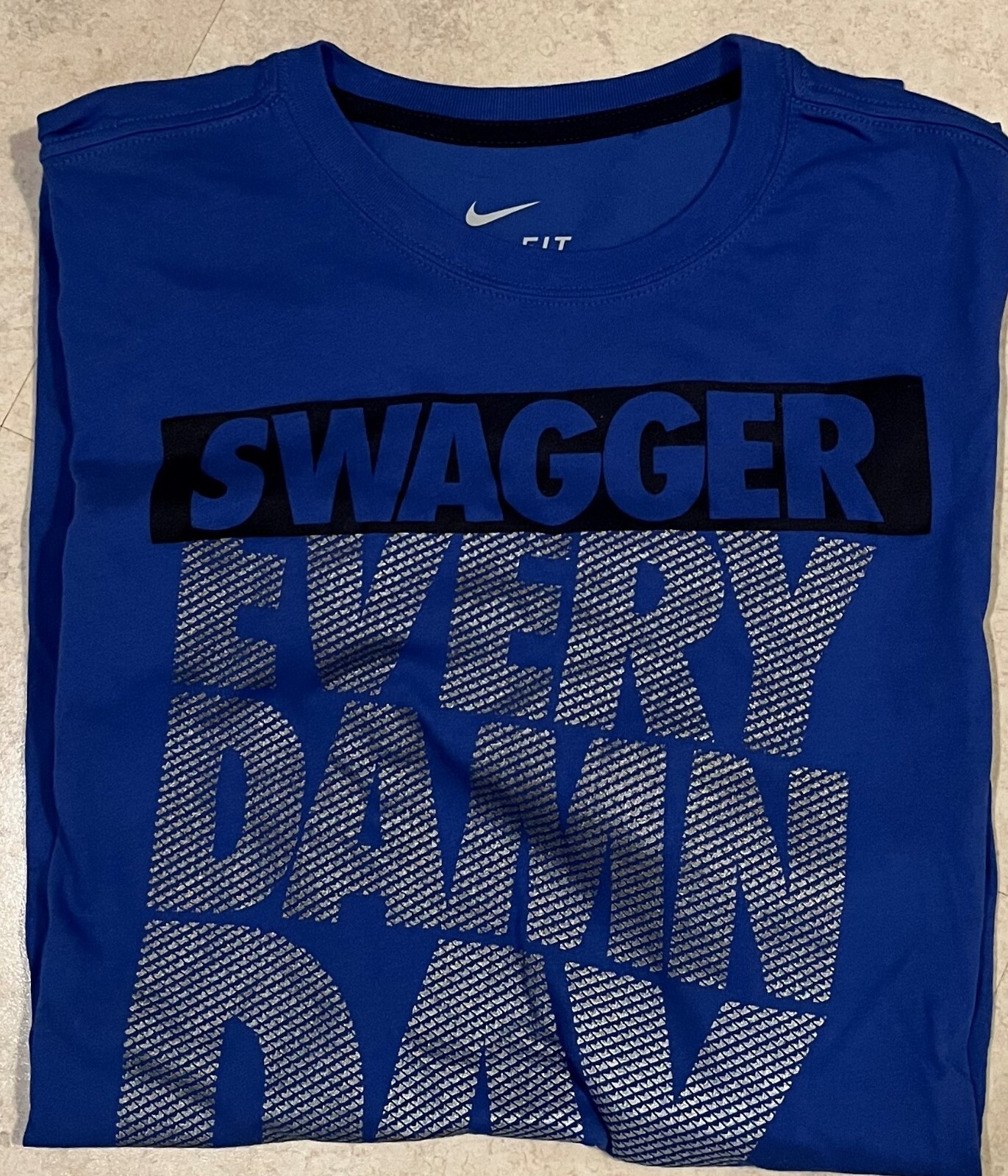 Mens NIKE Dri-Fit Swagger S/S Crewneck Athletic Tee - Large, blue | eBay