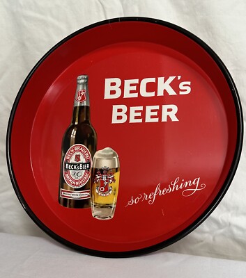 Vtg Beck's Beer Metal Serving Tray Germany Bier “So Refreshing” 13 ...