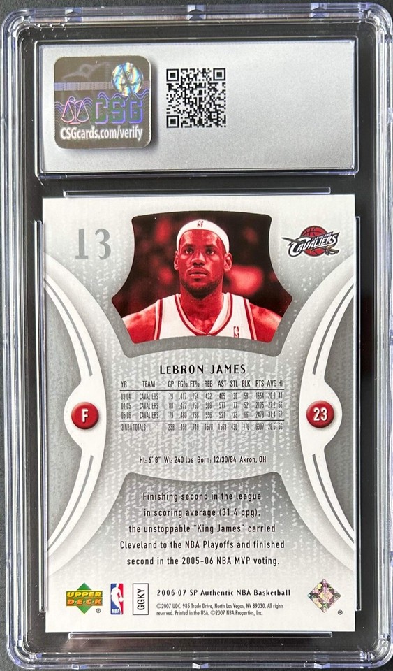 2006-07 SP Authentic #13 LeBron James CSG 9 (MINT) *Cleveland Cavaliers ...
