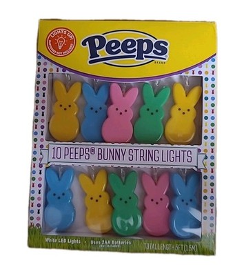 Peeps Bunny String Lights 10 White LED Lights New Easter Decor ...