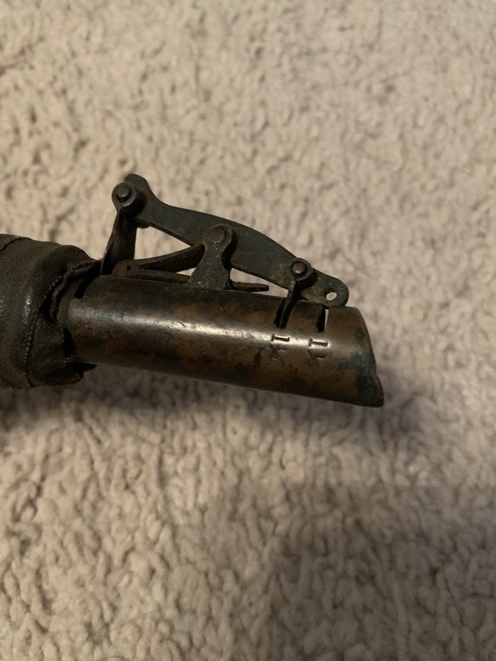 Authentic Civil War Confederate CSA Powder Horn Flask Leather Brass ...